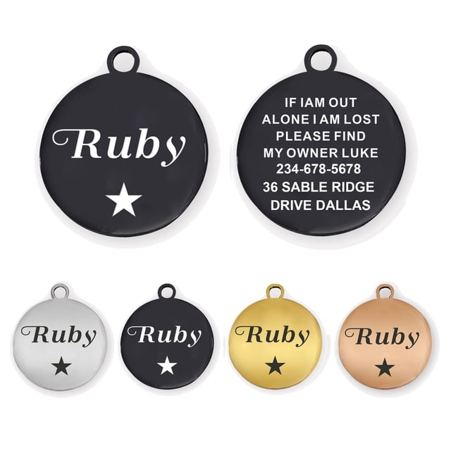 Personalized Round Dog Tags, Free Engraving Custom Pet ID Tags, Dog Cat ...