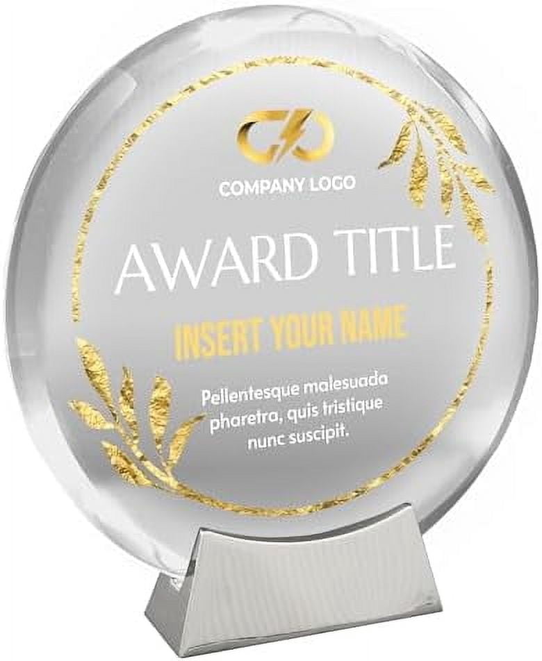 Personalized Round Platinum Glass Plaque, Personalized Plaque as Awards ...