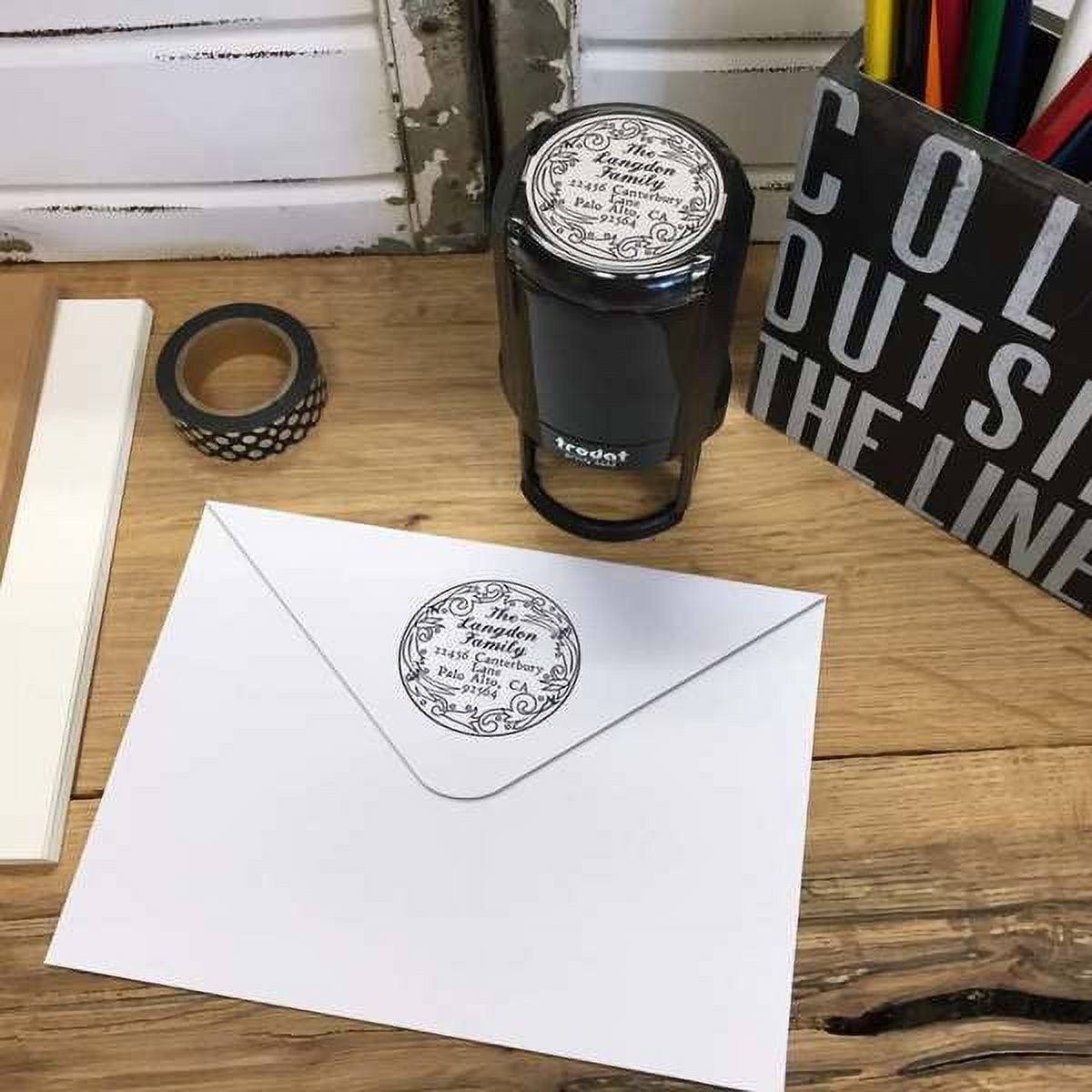 Personalized Round Self-Inking Rubber Stamp - The Langdon - Walmart.com