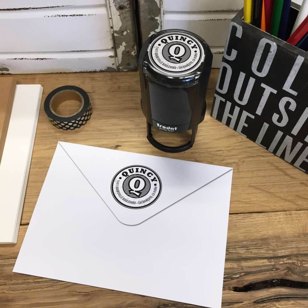 Personalized Round Self-Inking Rubber Stamp - The Quincy Initial ...