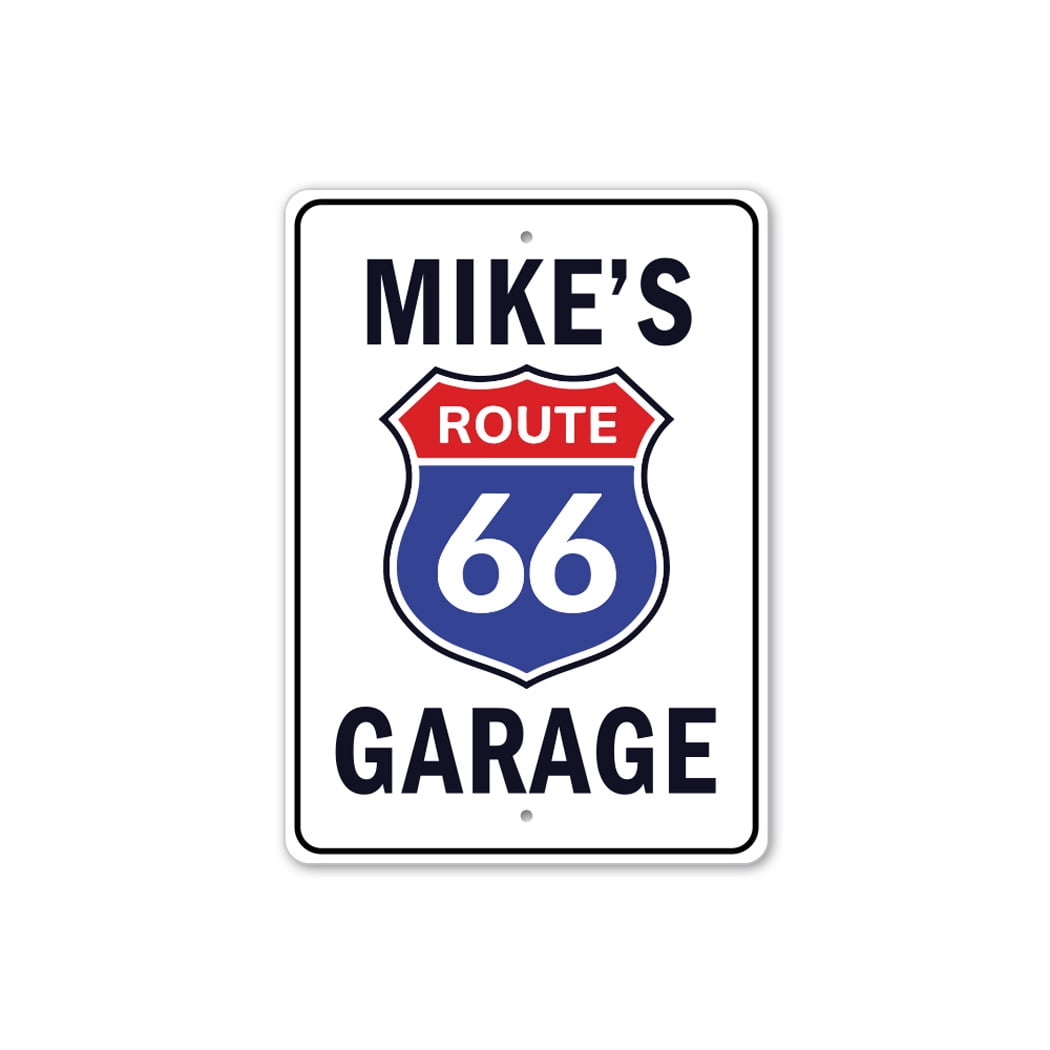 Personalized Route 66 Garage Custom Aluminum Metal Decor Sign - 10x14 ...