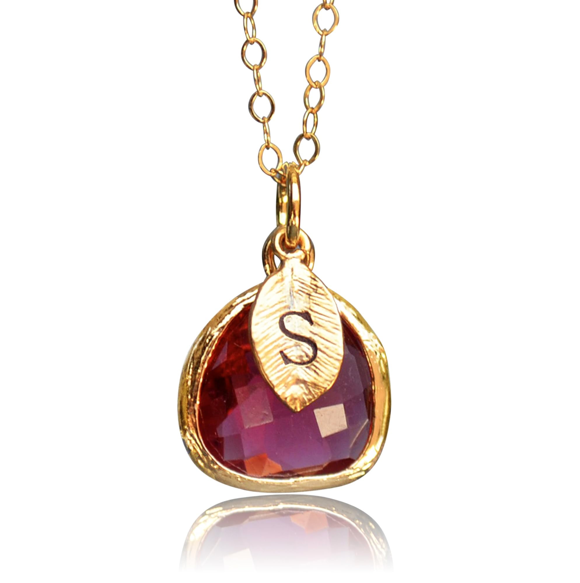 Personalized Ruby Necklace, Bridesmaid Necklace, July Birthstone ...