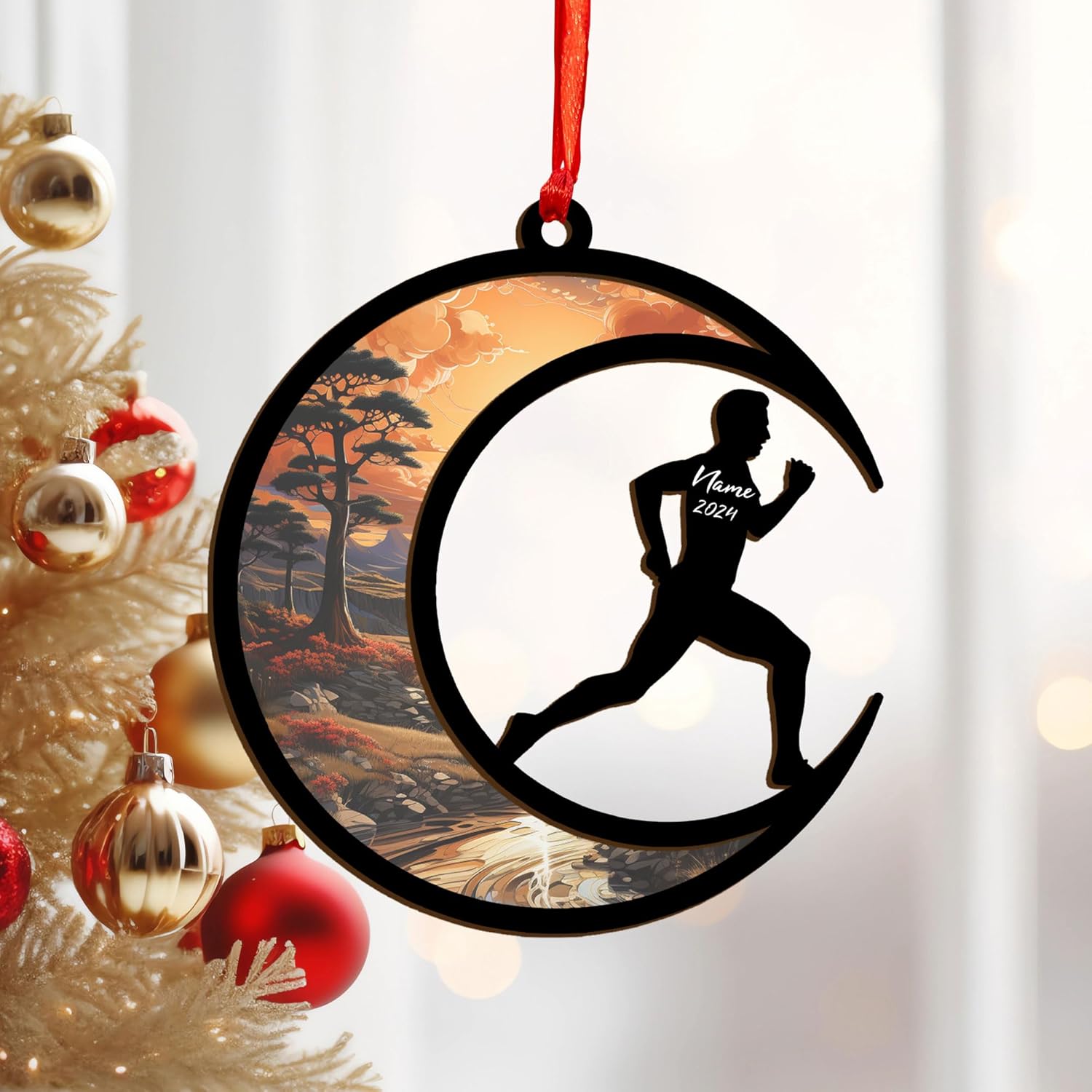 Personalized Runner Christmas Ornaments 2024, Custom Suncatcher Flat ...
