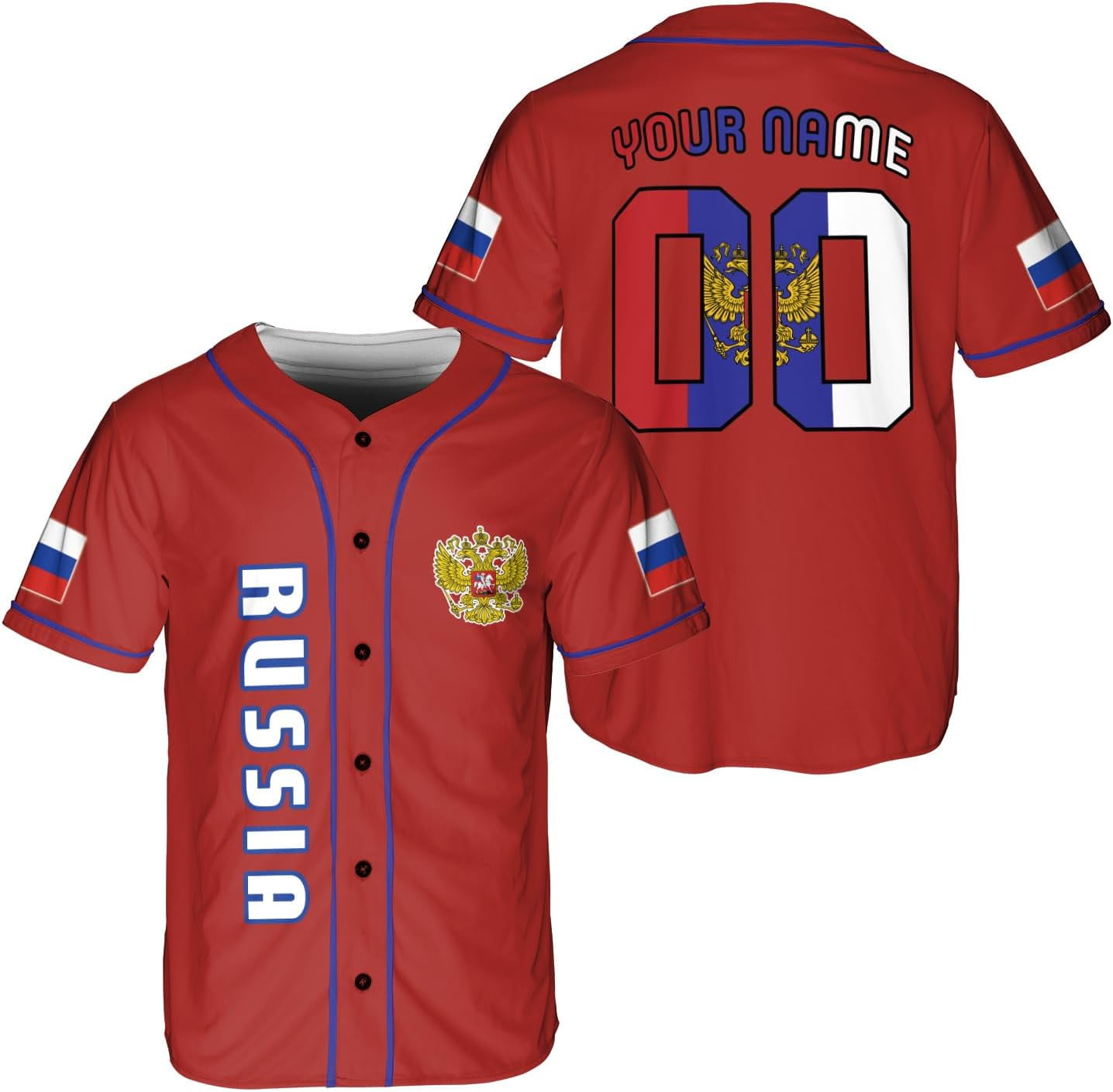 Personalized Russia Baseball Jersey, Russian Proud Flag Jersey Shirt ...