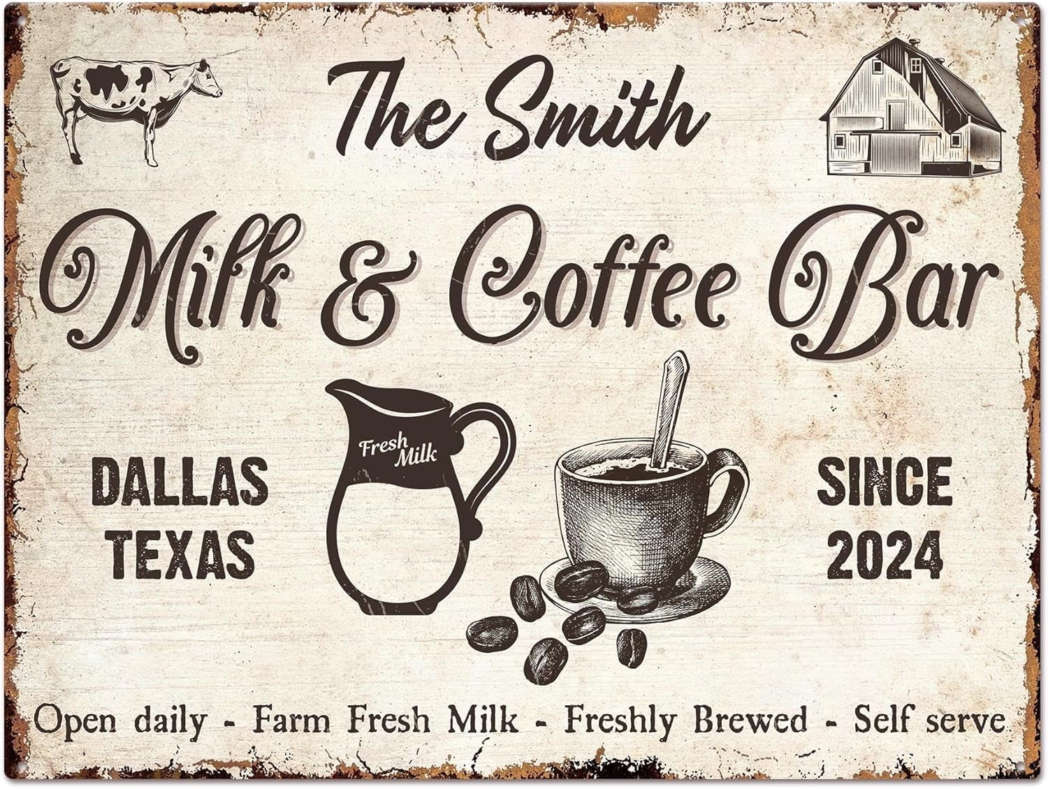 Personalized Rustic Coffee Sign For Coffee Bar Decor, Custom Farmhouse ...