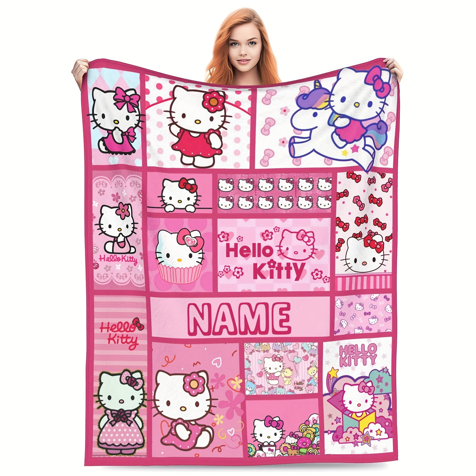 Personalized Sanrio Hello Kitty Name Custom Plush Blanket - Soft and ...