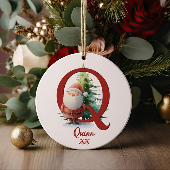 Personalized Santa Letter Ceramic Ornament – Custom Name & Initial with ...