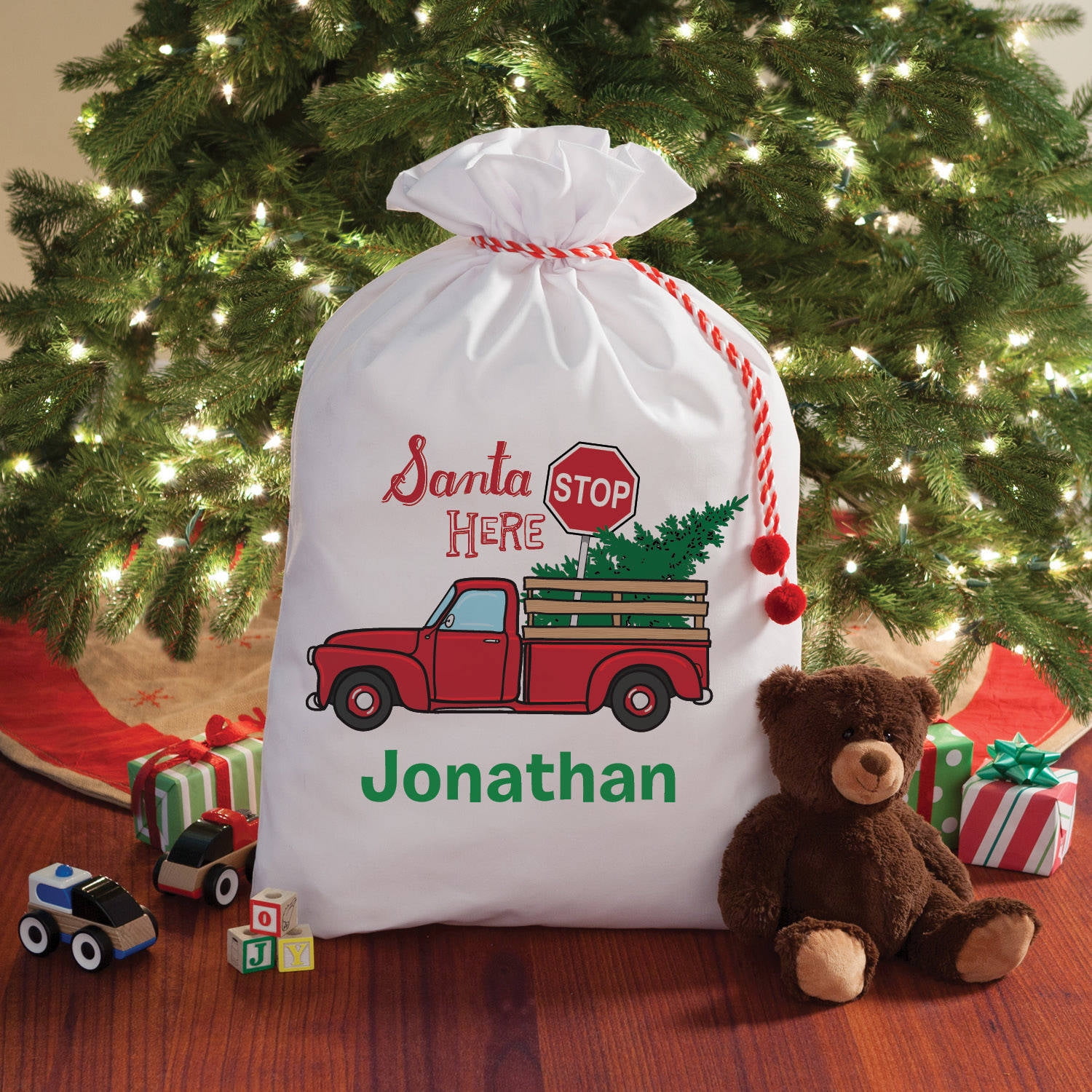 Personalized Santa Stop Here Santa Sack, 2 Sizes To Choose From ...