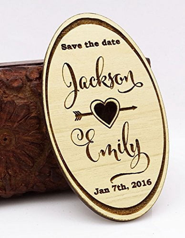 Personalized Save The Date Magnet 40 Rustic Engraved Wood Magnets ...