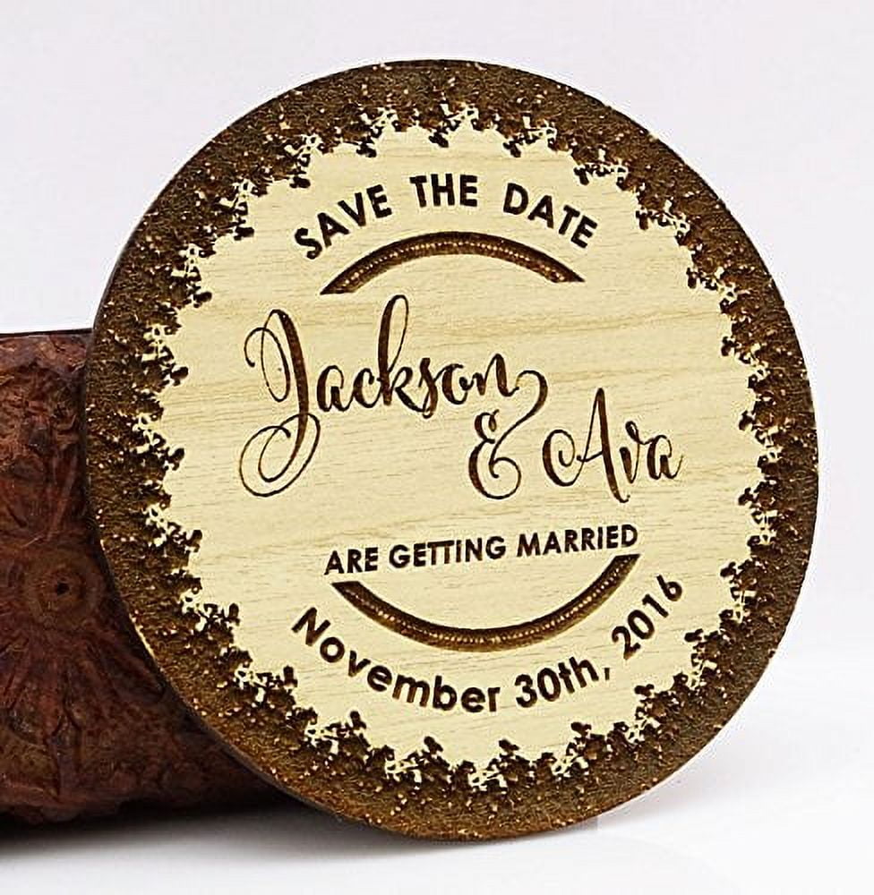 Personalized Save The Date Magnet 50 Rustic Engraved Wood Magnets ...