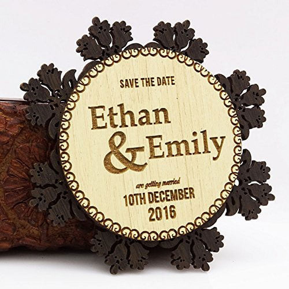 Personalized Save The Date Wood Engraved Magnets 40 Rustic Wedding ...