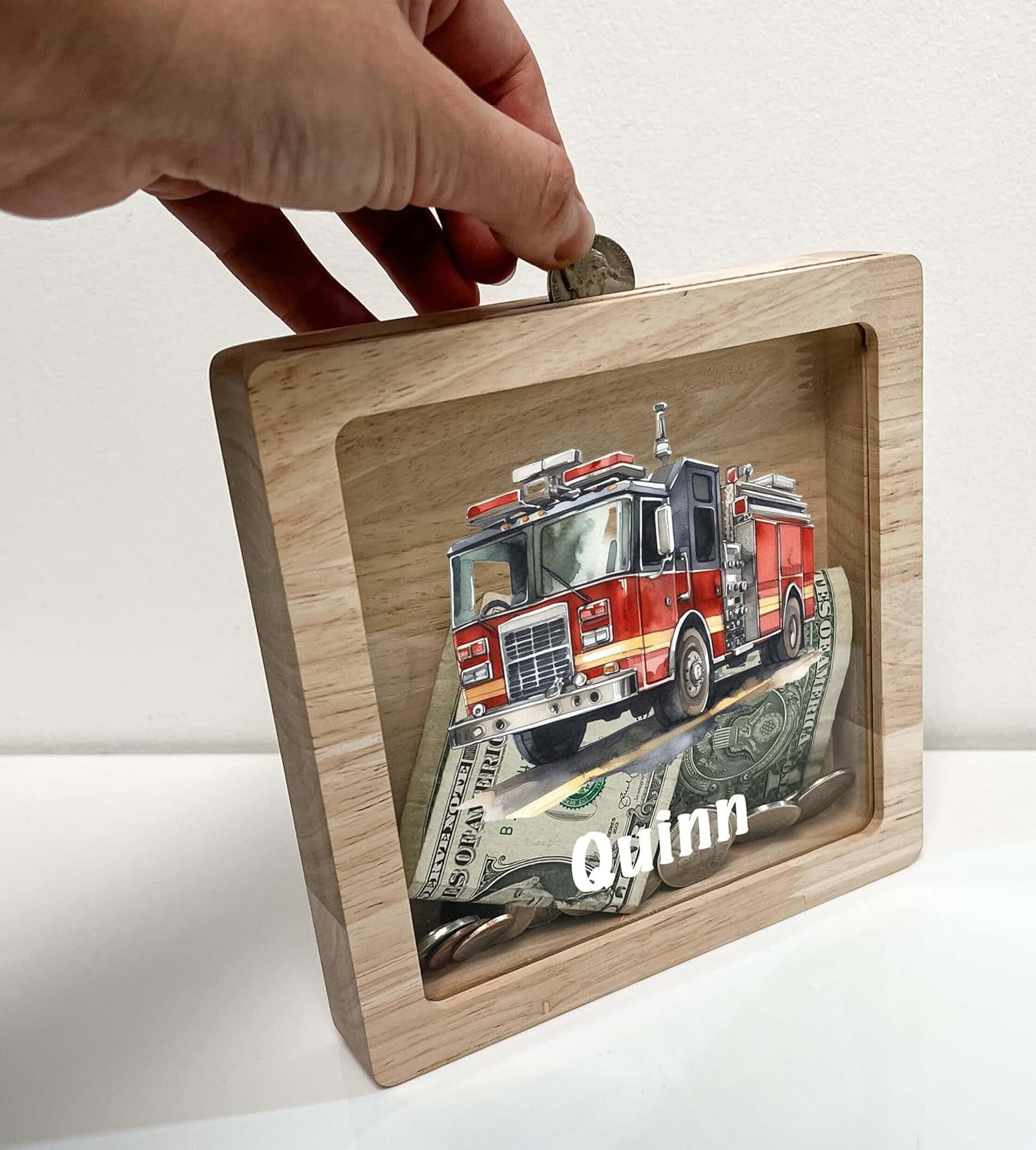Personalized Savings Piggy Bank Fire Engine Truck Boys Custom Name ...