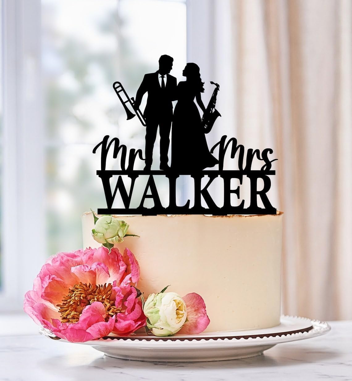 Personalized Saxophon Wedding Cake Topper, Trumpet and saxophone Cake ...