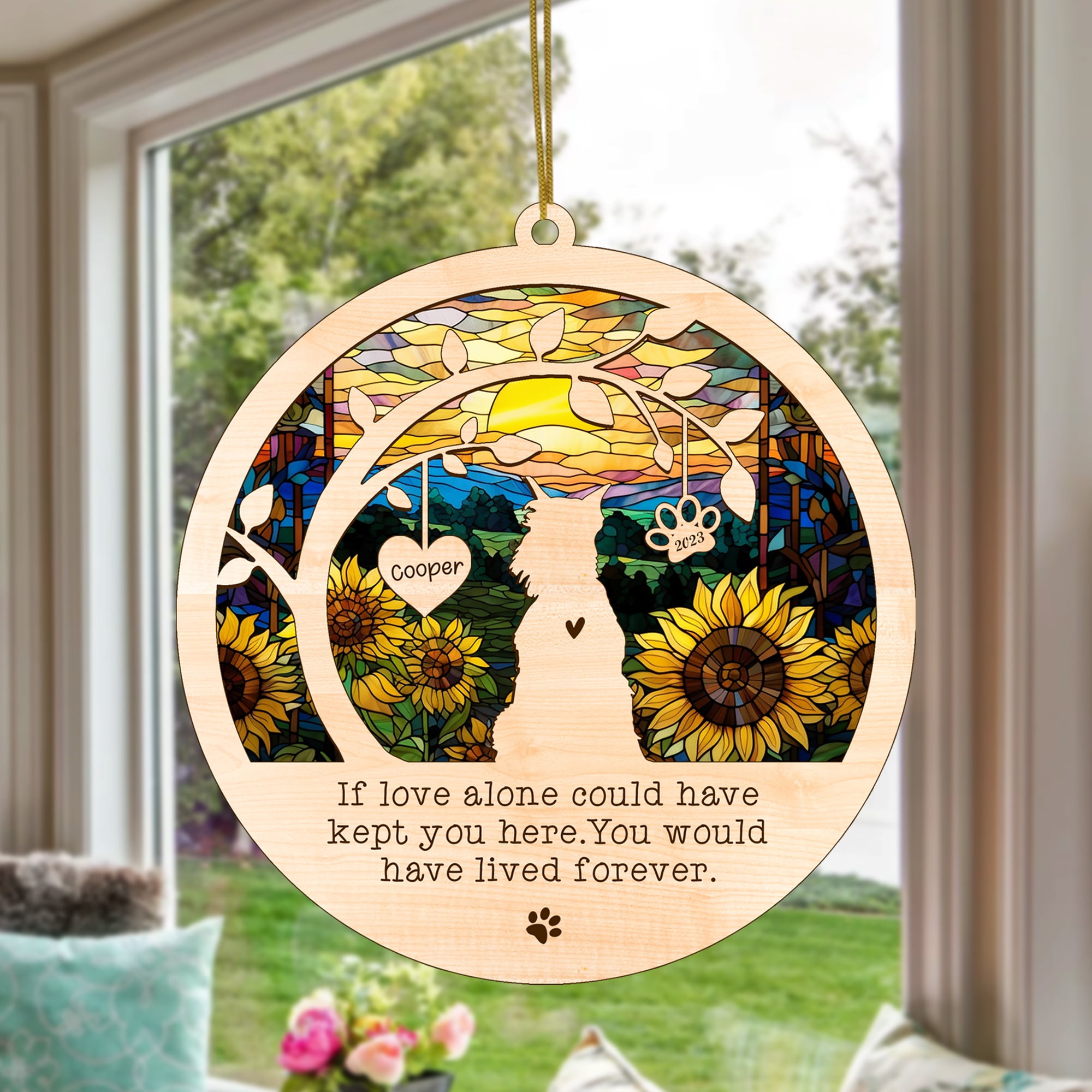 Personalized Schnauzer Dog Tree Memorial Suncatcher, Pet Loss Sympathy ...