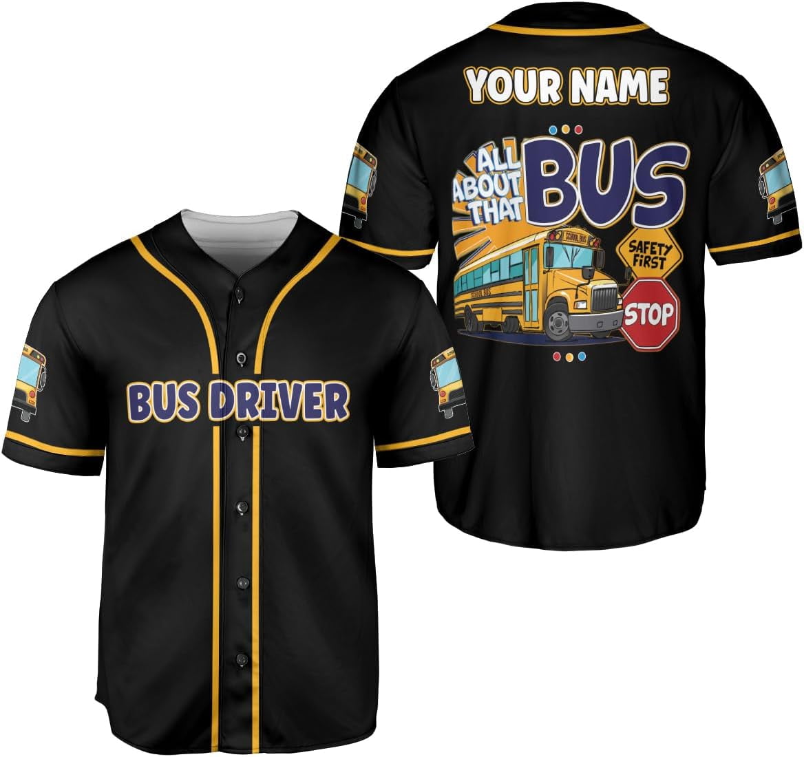 Personalized School Bus Driver Baseball Jersey Yellow Bus Driver Pride ...
