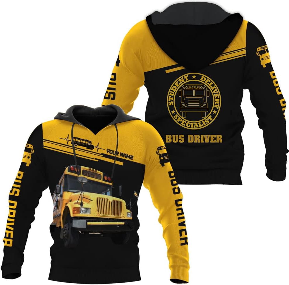 Personalized School Bus Driver Hoodie Yellow Bus Driver Hoodies School ...