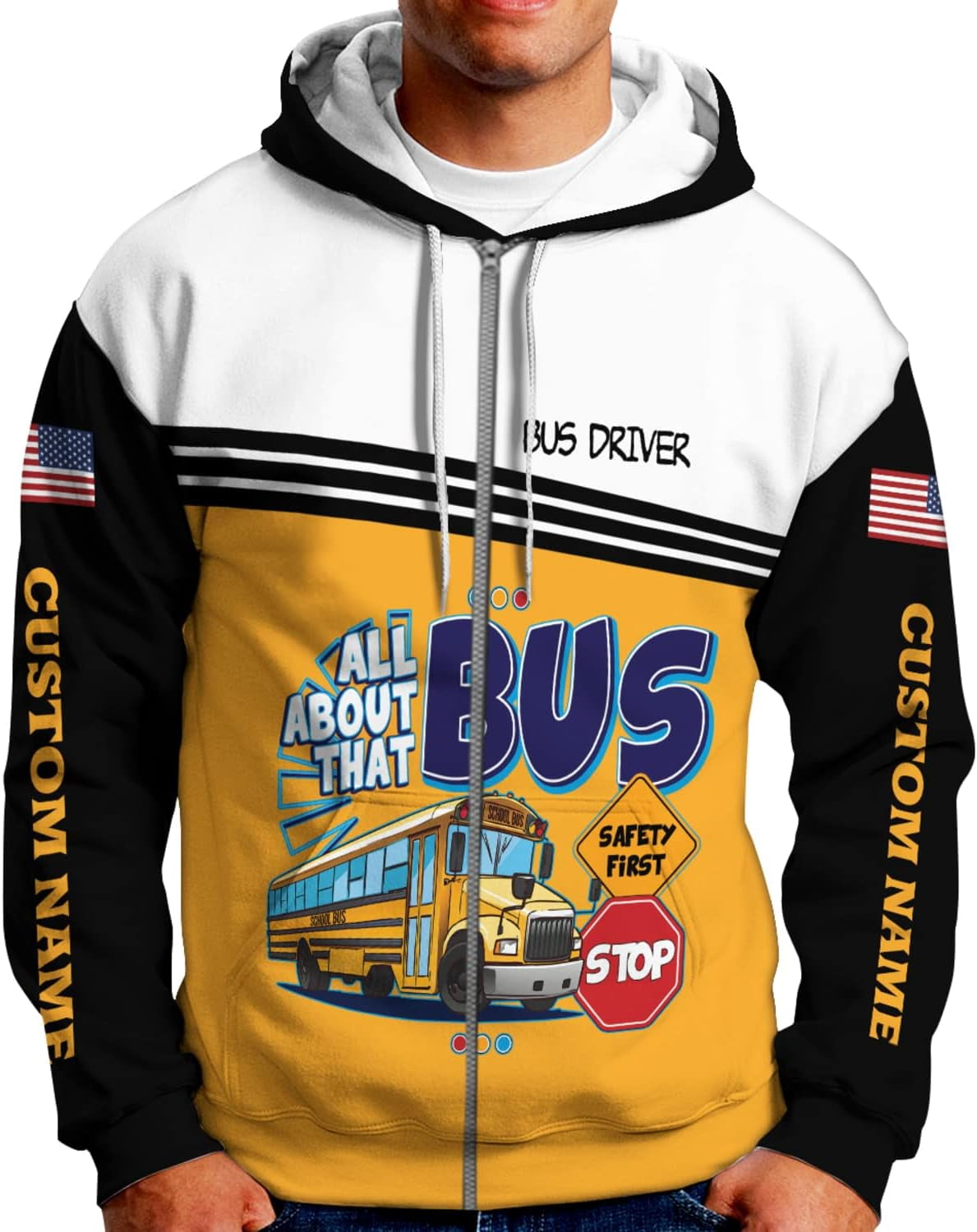 Personalized School Bus Driver Shirt - Custom Yellow Bus Driver 3D ...