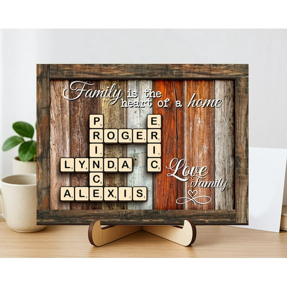 Personalized Scrabble Family Name Frame, Custom Crossword Puzzle Sign ...