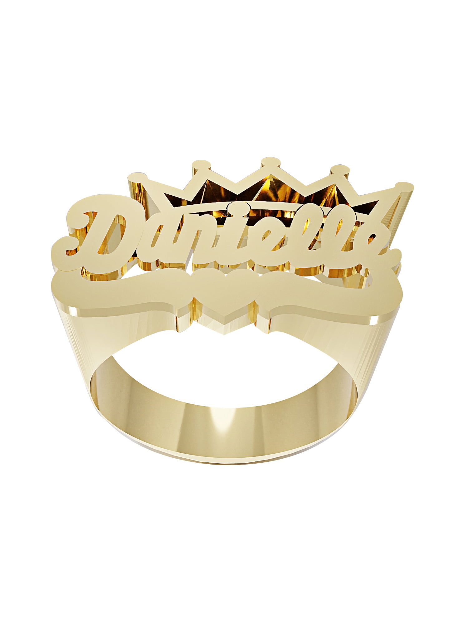 Personalized Script Name Ring with Crown on Top - Walmart.com