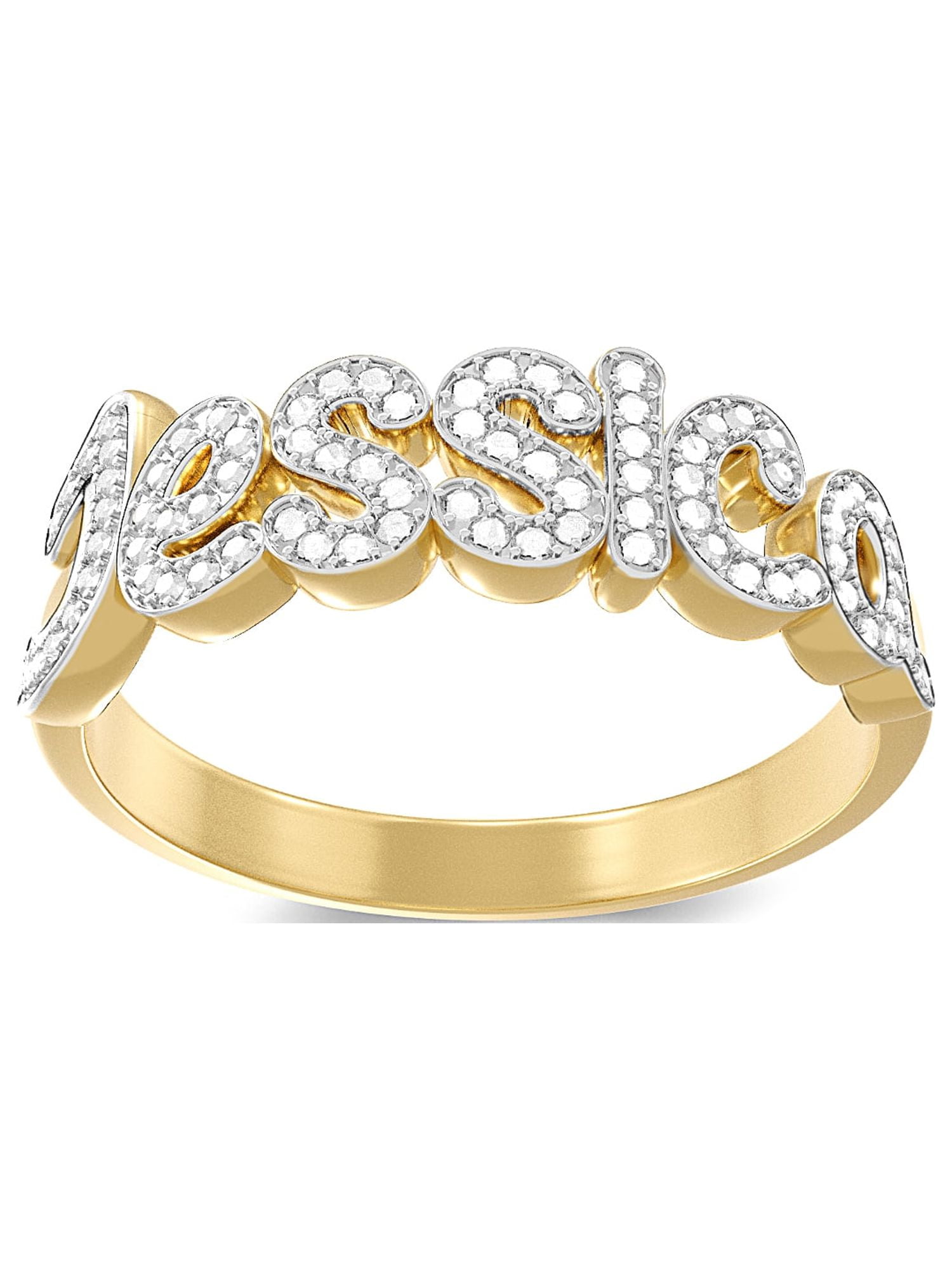 Personalized Script Name Ring with Cubic Zirconia Stones - Walmart.com