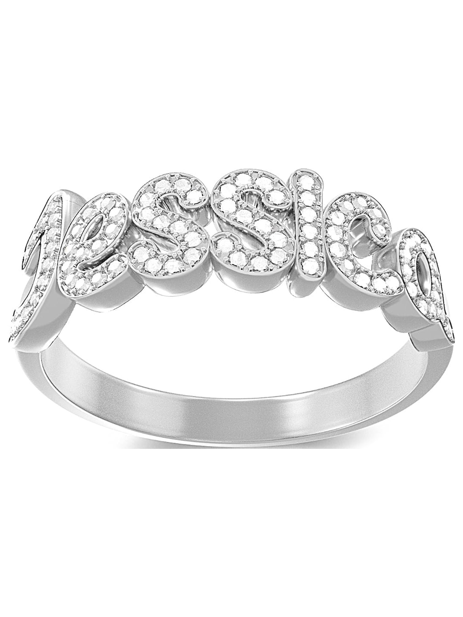 Personalized Script Name Ring with Cubic Zirconia Stones - Walmart.com