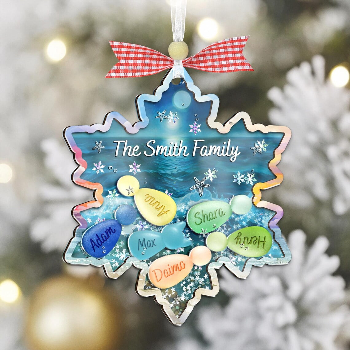 Personalized Sea Glass Family Shaking Ornament – Custom Family Names on ...
