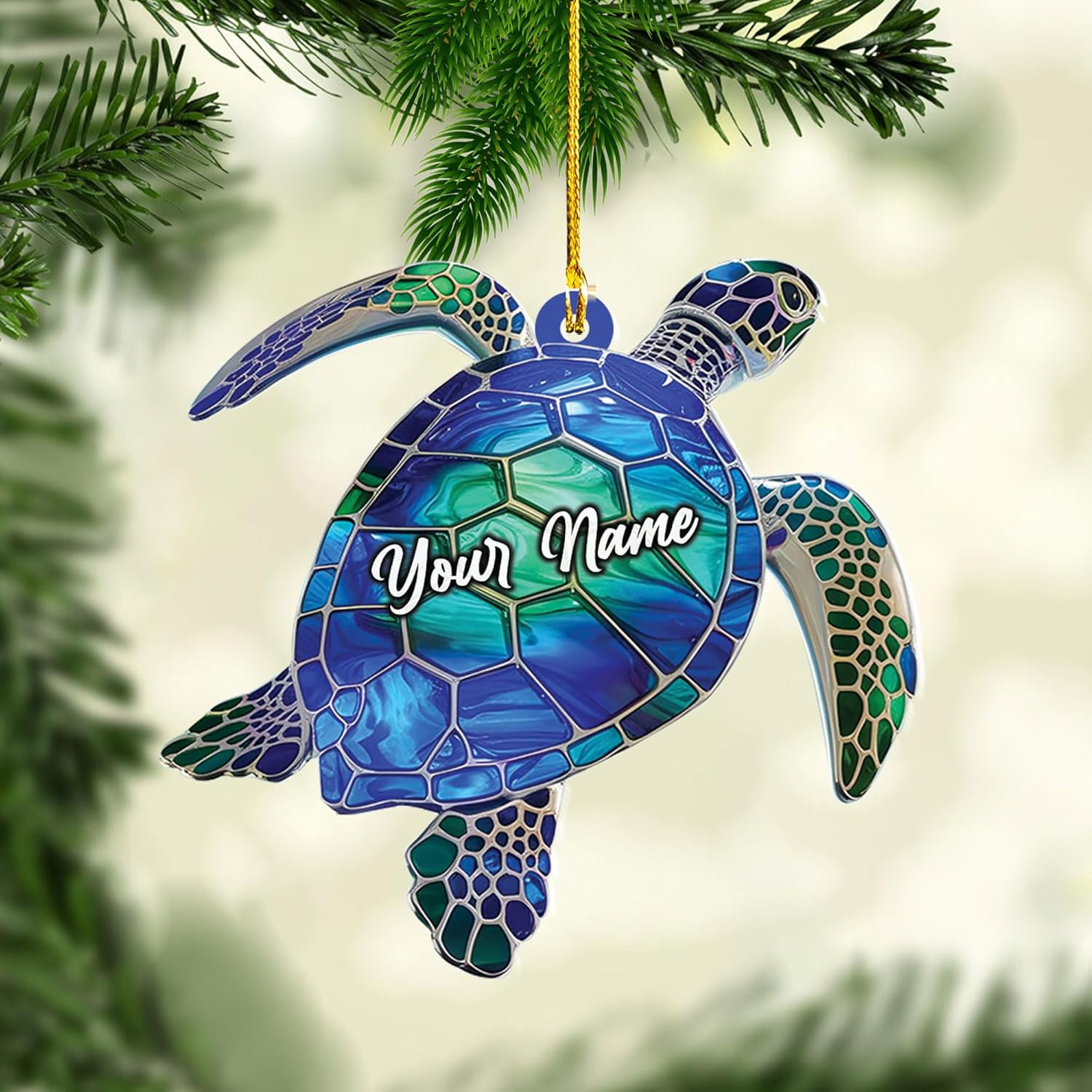 Personalized Sea Turtle Christmas Tree Ornament 2024, Turtle Sea Ocean ...