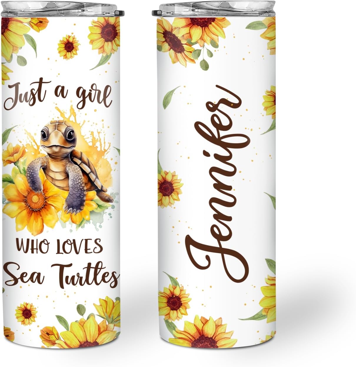 Personalized Sea Turtle Skinny Tumbler Gifts - Sunflower Sea Turtle ...