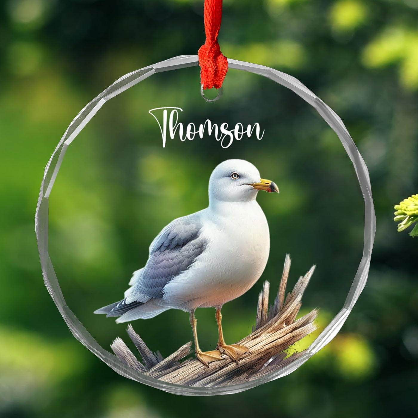 Personalized Seagull Glass Xmas Ornament Gift for Sister Brother ...