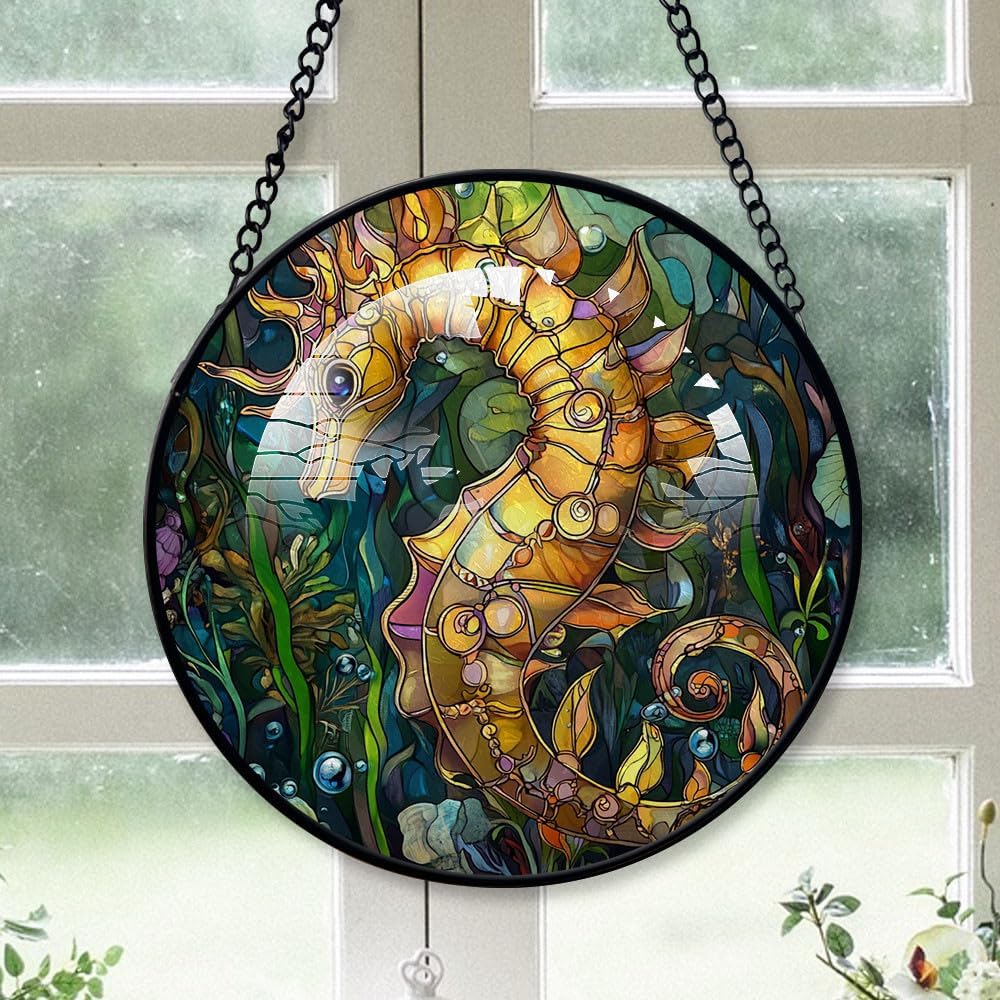 Personalized Seahorse Suncatcher Stained Glass, Seahorse Gifts for ...