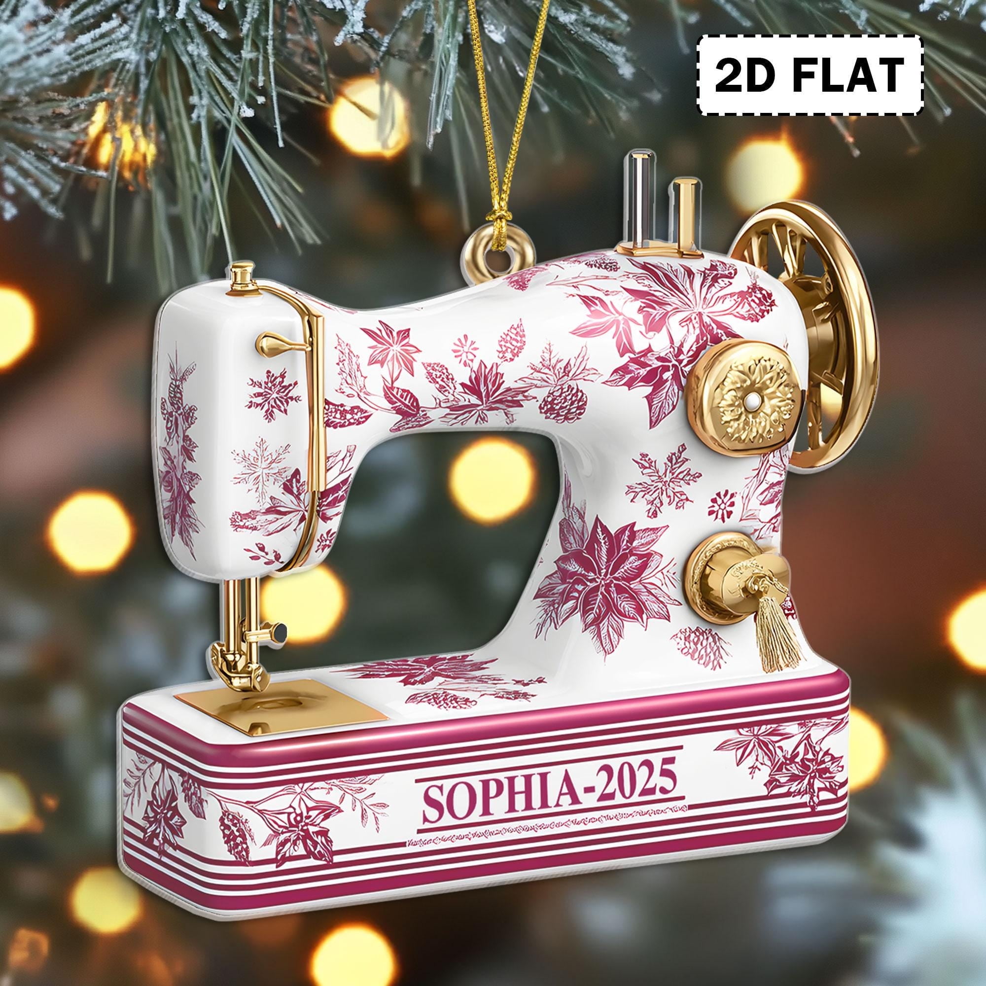 Personalized Sewing Machine Toile de Jouy Xmas Ornament 2025, Custom ...