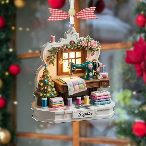 Personalized Sewing Room Ornament – Sewing Machine 2D Acrylic Ornament ...