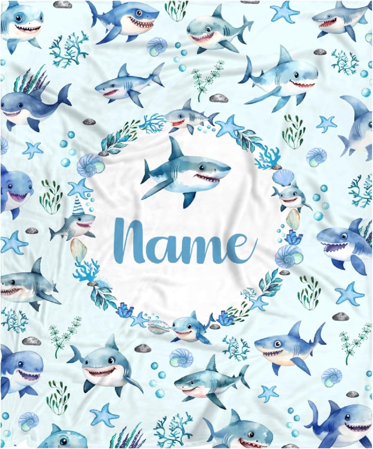 Personalized Shark Pattern Blanket Gifts for Girls Boys Women - Super ...