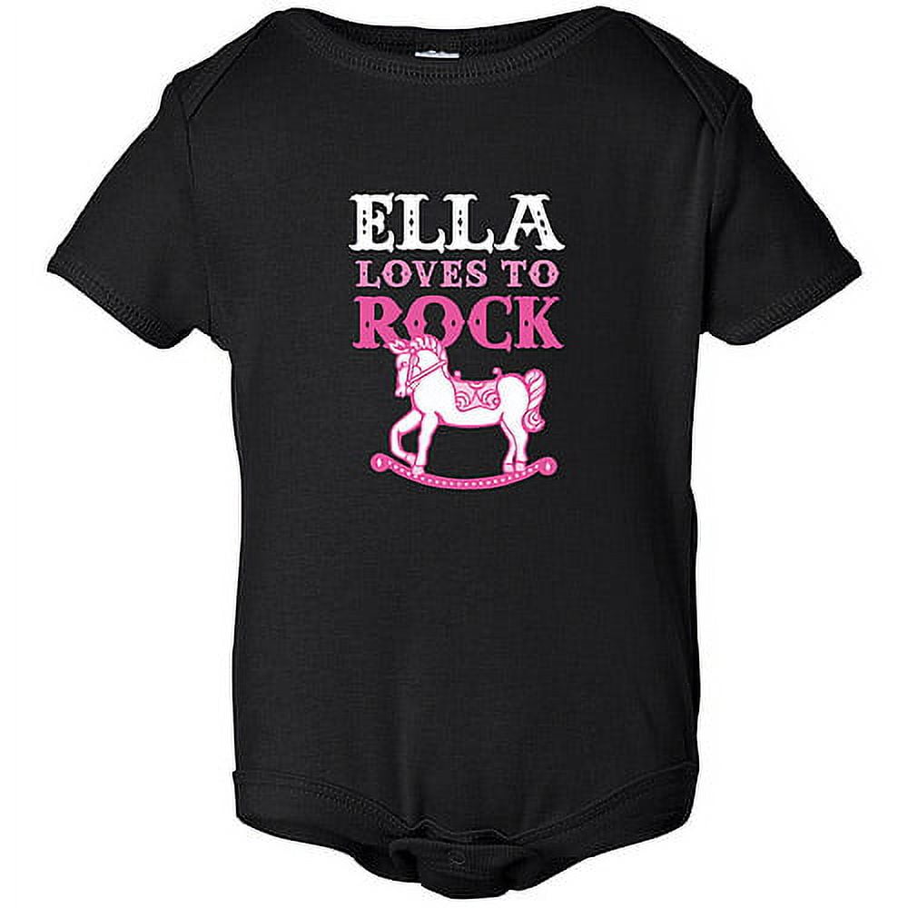 Personalized She Loves To Rock Baby Girl Black Creeper - Walmart.com