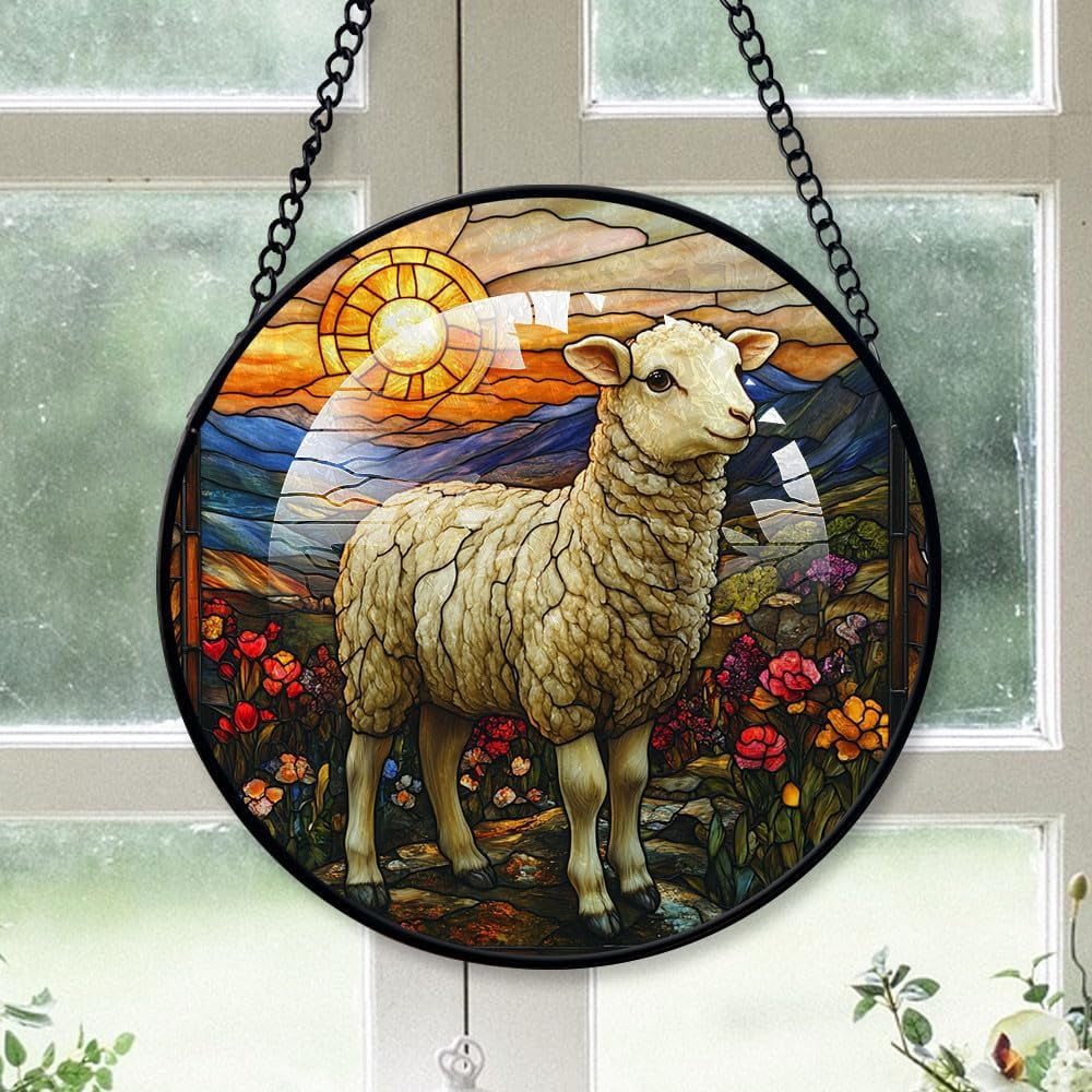 Personalized Sheep Stained Glass Suncatcher Artistic Window Hanging ...