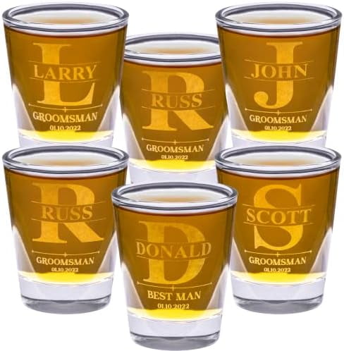 Personalized Shot Glasses Set of 6 – Groomsmen Glasses Drinking Set ...