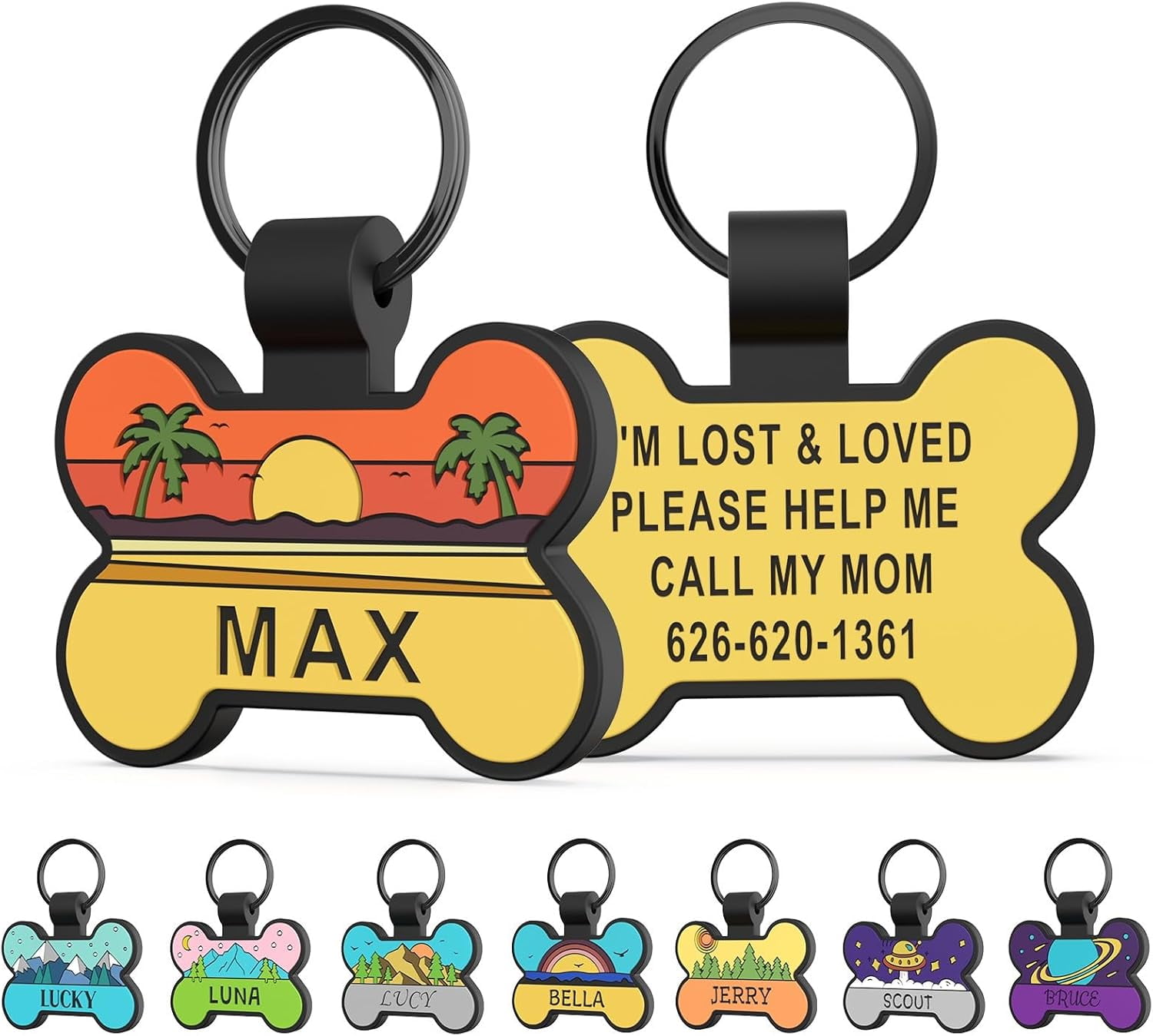 Personalized Silicone Dog Tags Custom Engraved Name Double Sided Bone ...