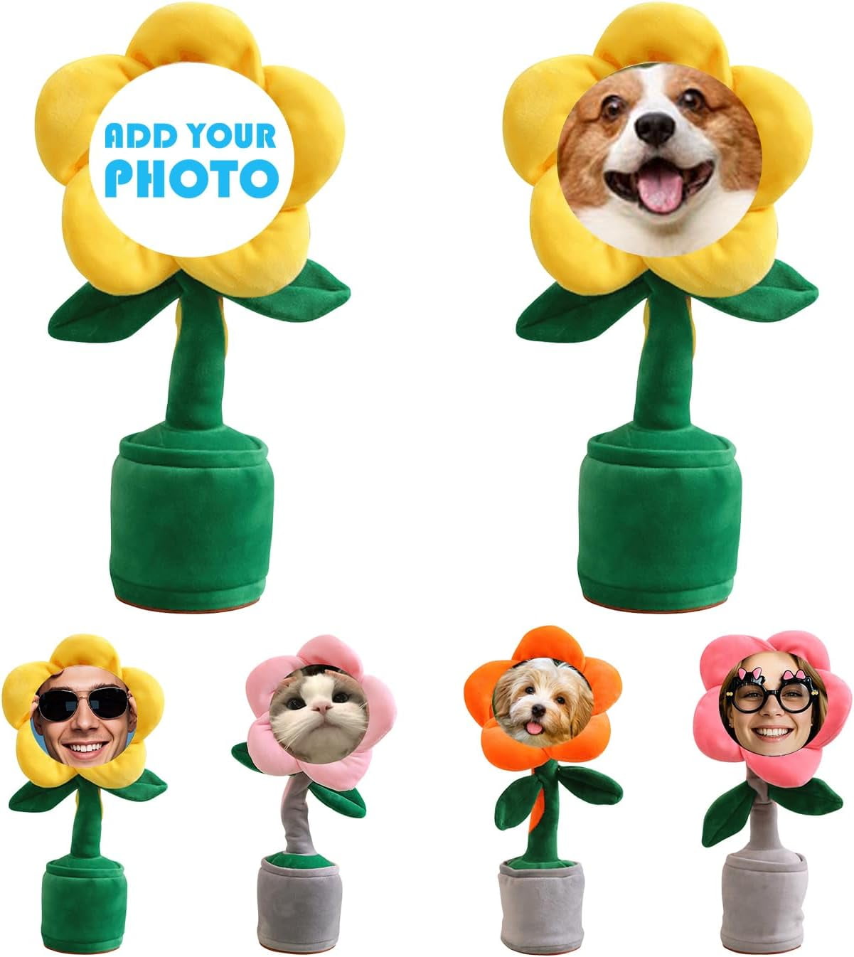 Personalized Singing Dancing Sunflower Toy, Custom Photo UV Printed ...