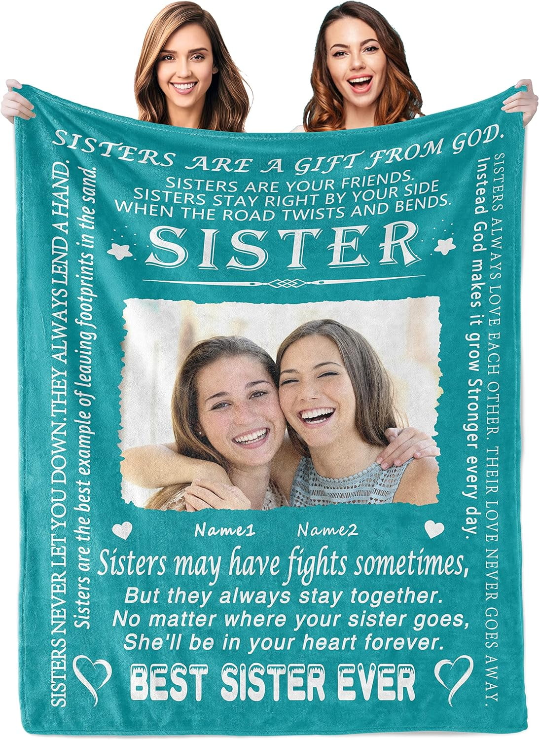 Personalized Sister Blanket with Photo Name - Sister Gifts from Sister ...