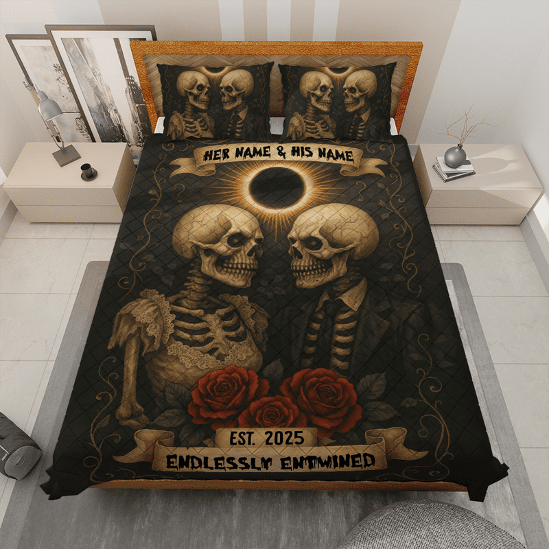Personalized Skeleton Couple Quilt Bedding Set – Custom Endless ...