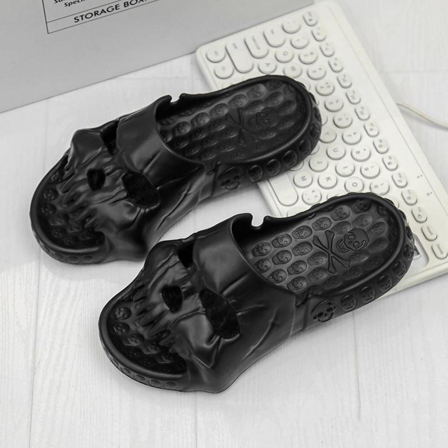 Personalized Skull Design Halloween Slippers Bathroom Indoor Outdoor ...