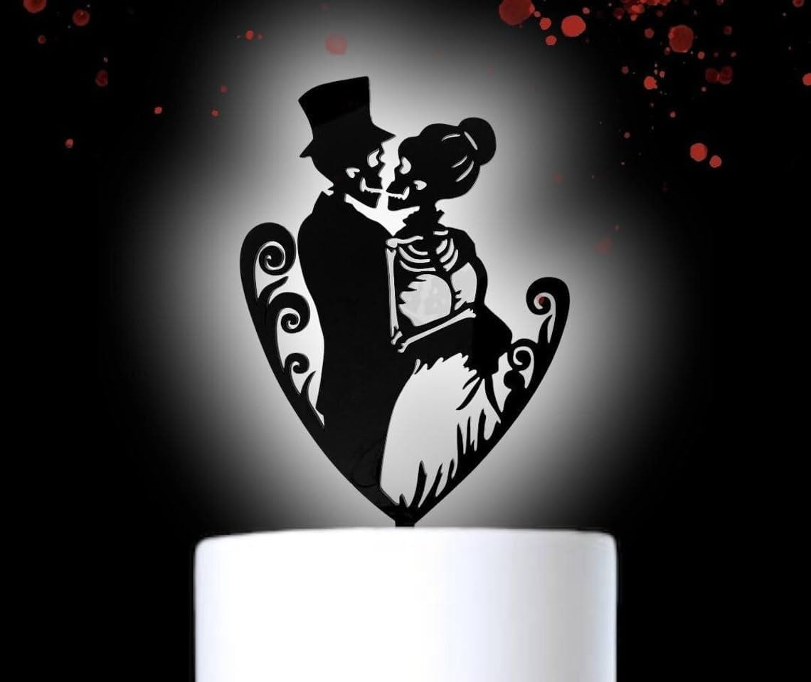Personalized Skull Wedding Cake Topper, Gothic Weddings, Halloween ...