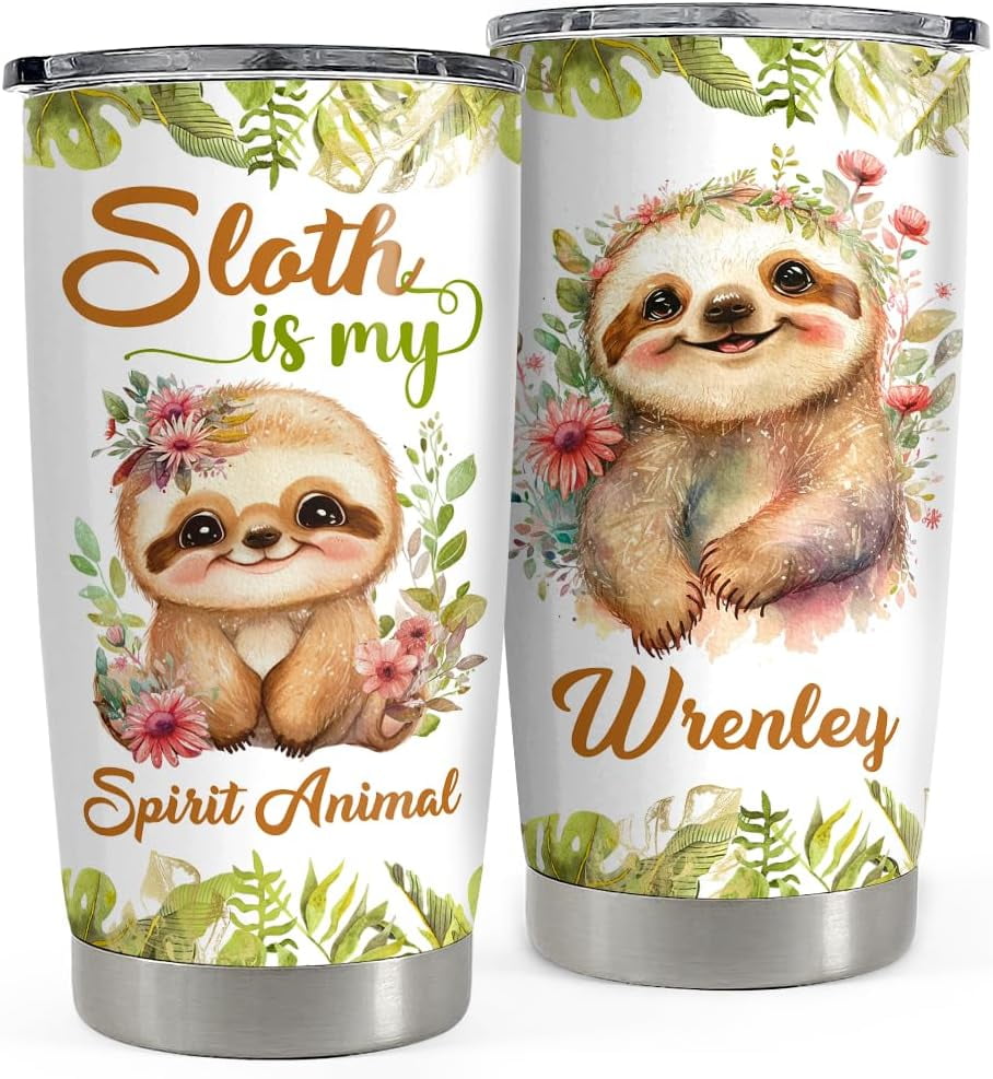 Personalized Sloth Watercolor Tumbler 20oz 30oz Insulated Tumblers with ...