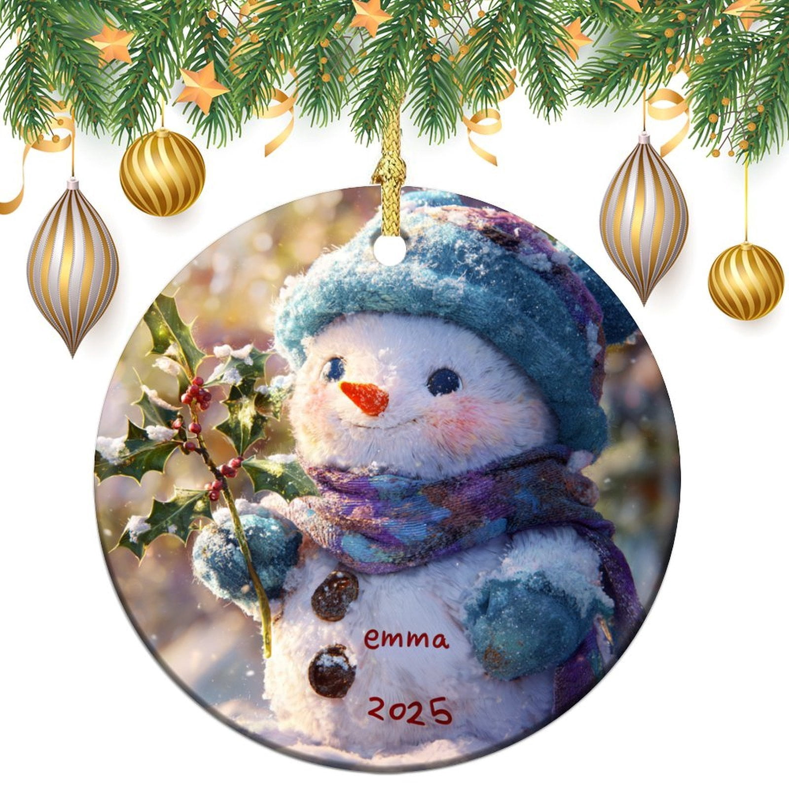 Personalized Snowman Christmas Ornament Cute Cartoon Funny Snowman 2024 ...