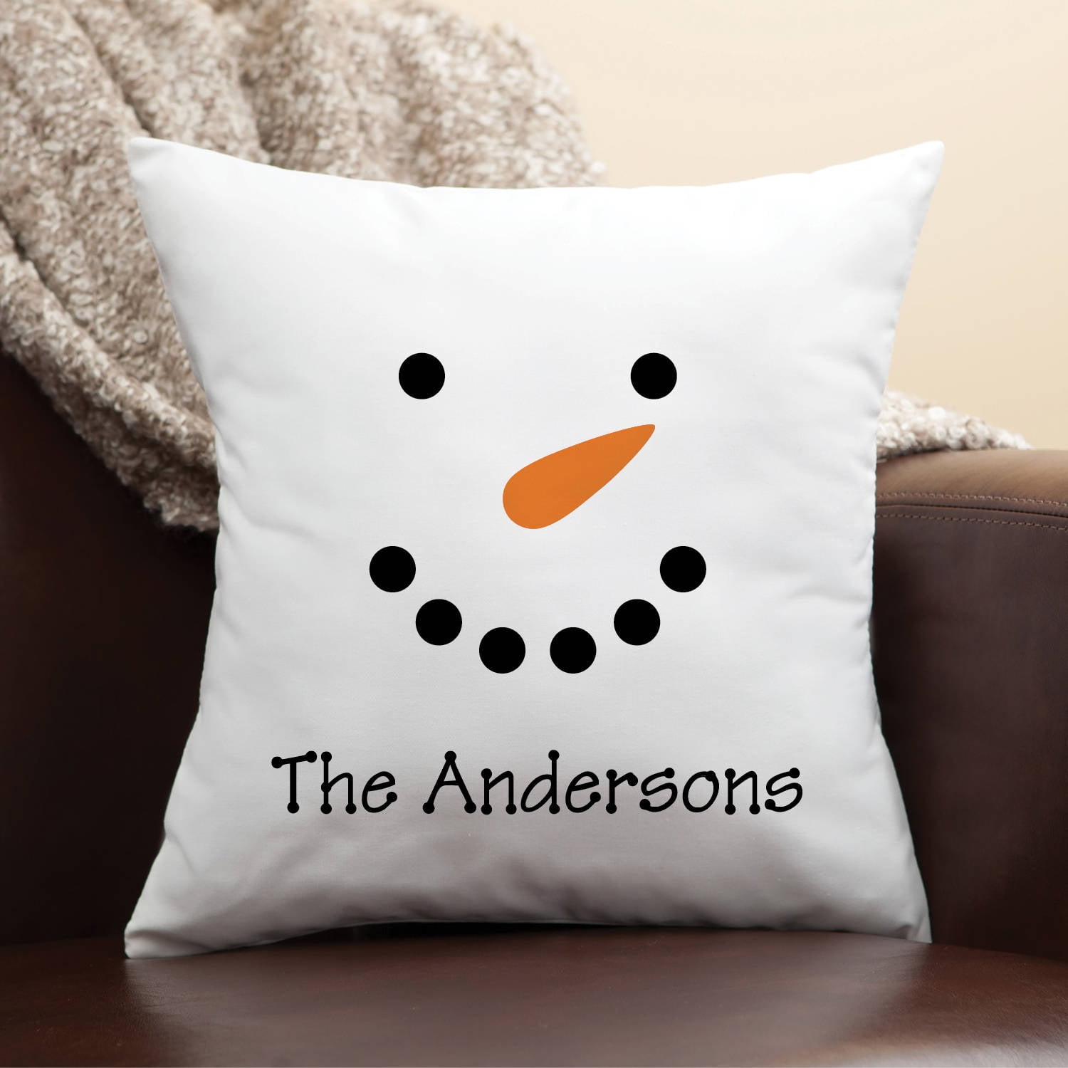Personalized Snowman Face Pillow - 14 x 14 inches - Walmart.com