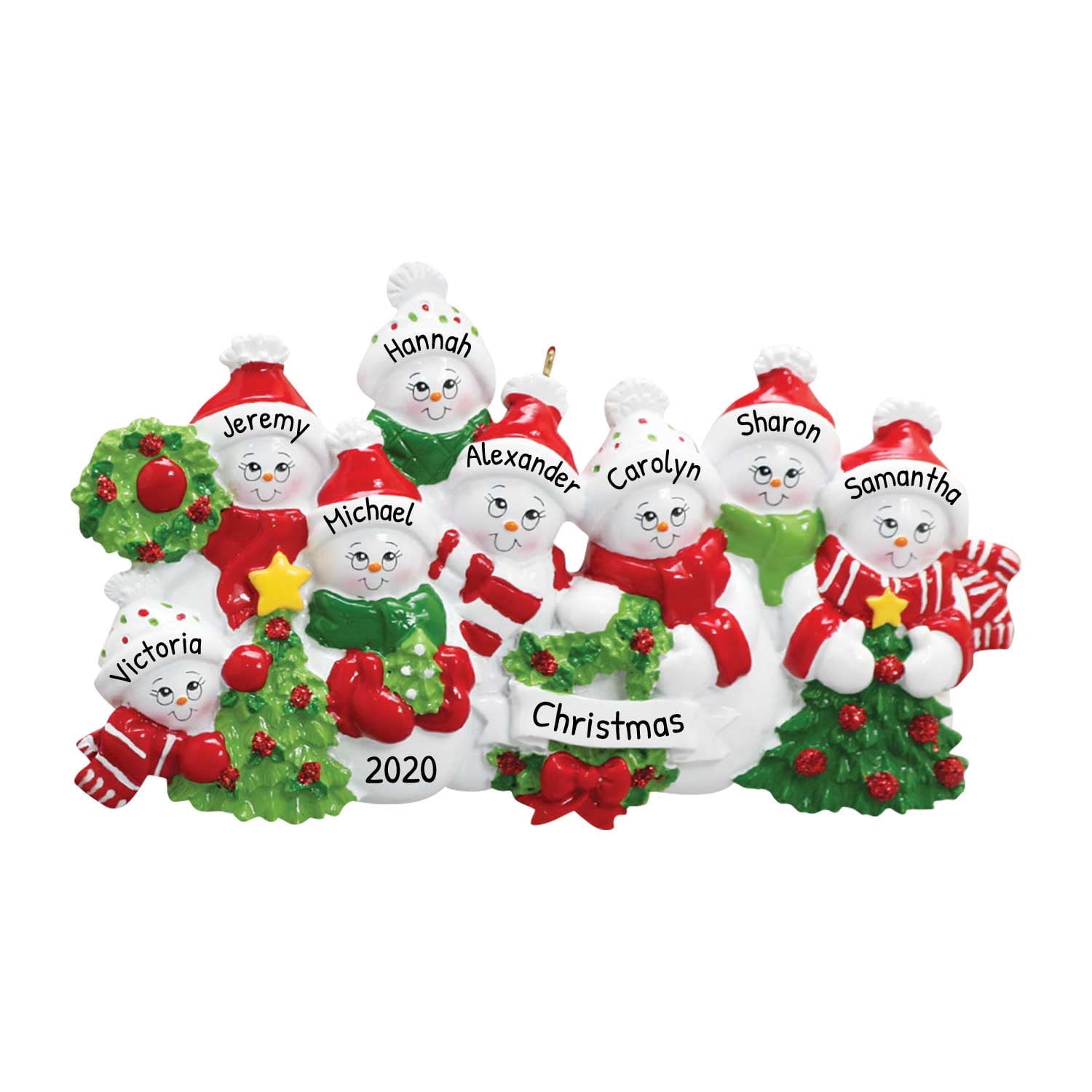 Personalized Snowman Family of 8 Christmas Ornament 2024 - Our First ...
