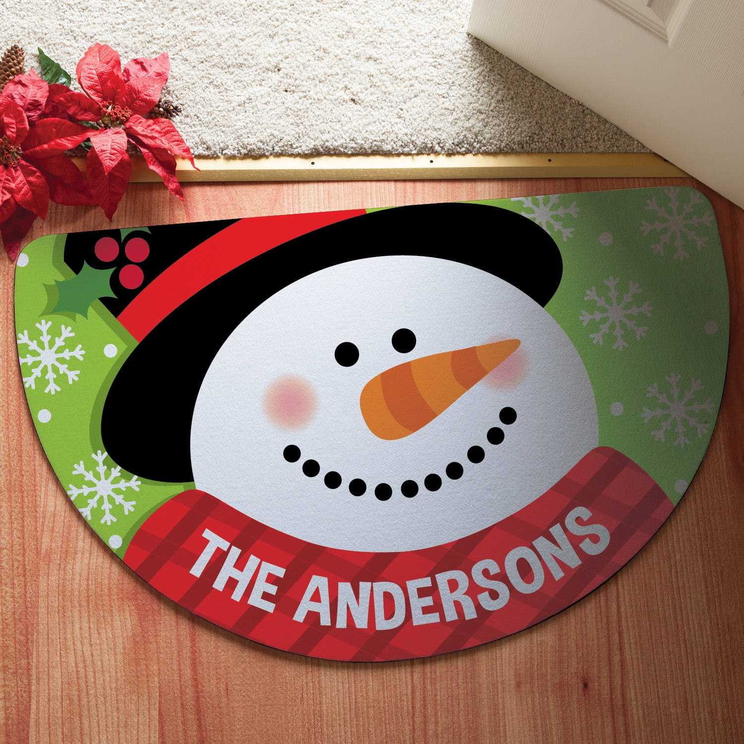 Personalized Snowman Half Round Doormat - Walmart.com