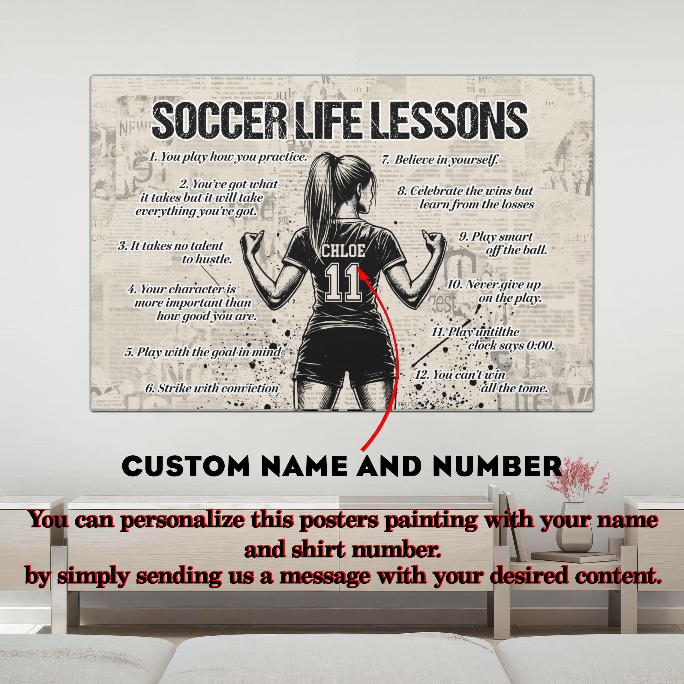 Personalized Soccer Life Lessons Poster Painting – Motivational Quote ...