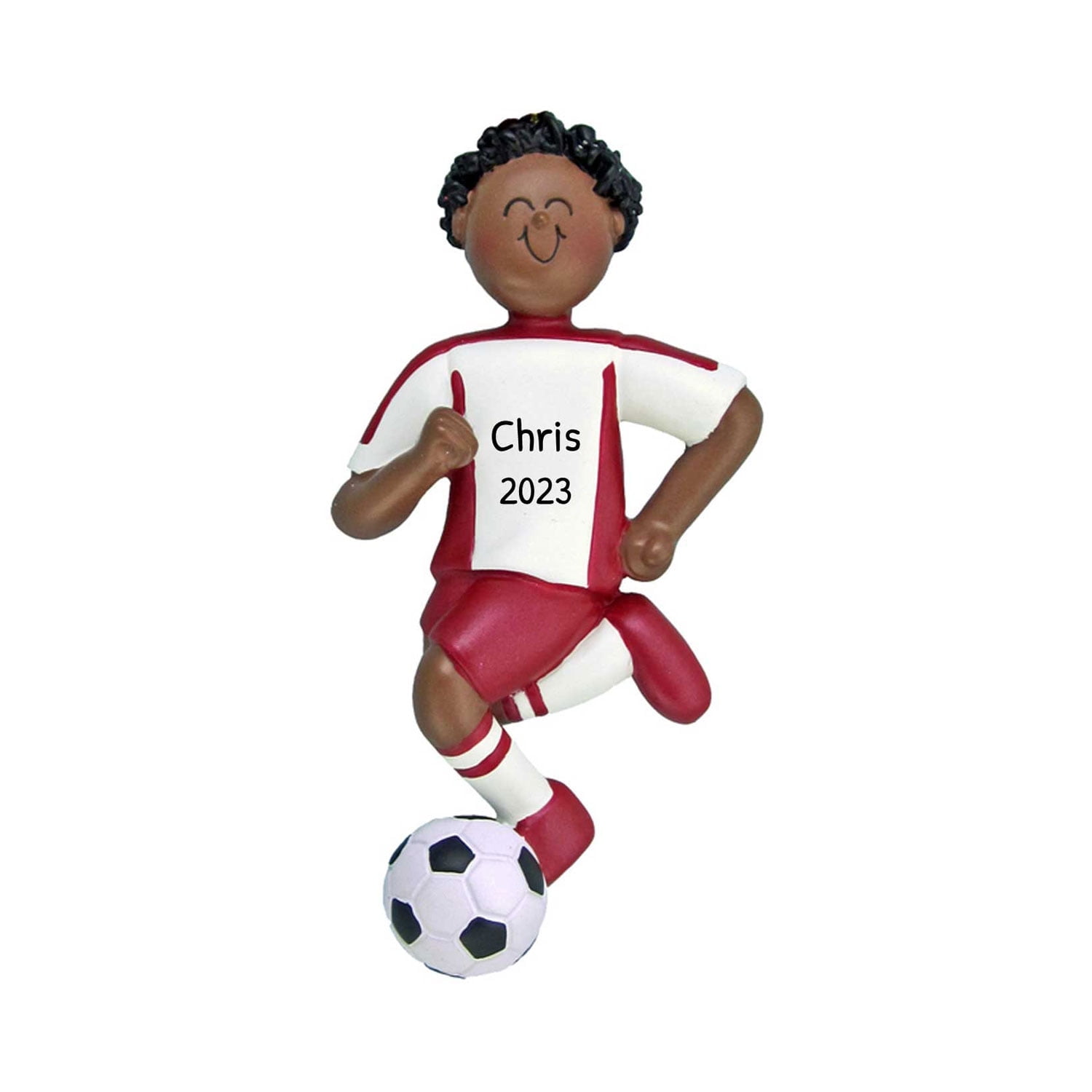 Personalized Soccer Ornament 2024 - African American Boy Soccer Player ...