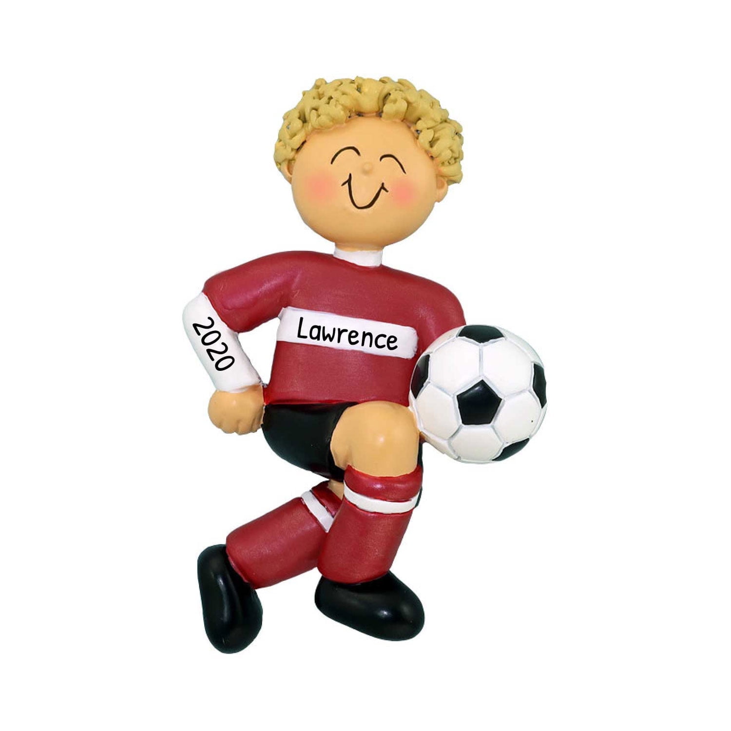 Personalized Soccer Ornaments 2024 - Blonde Boy Dribbling Soccer Player ...